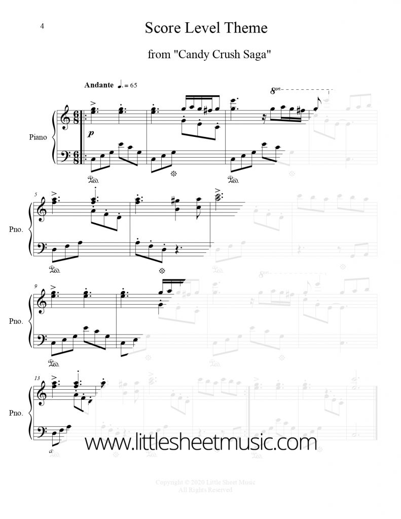 Candy Crush Saga – MEDLEY (Piano Solo) – Littlesheetmusic