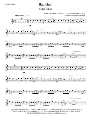 Billie Eilish – Bad Guy (Clarinet Solo) – Littlesheetmusic