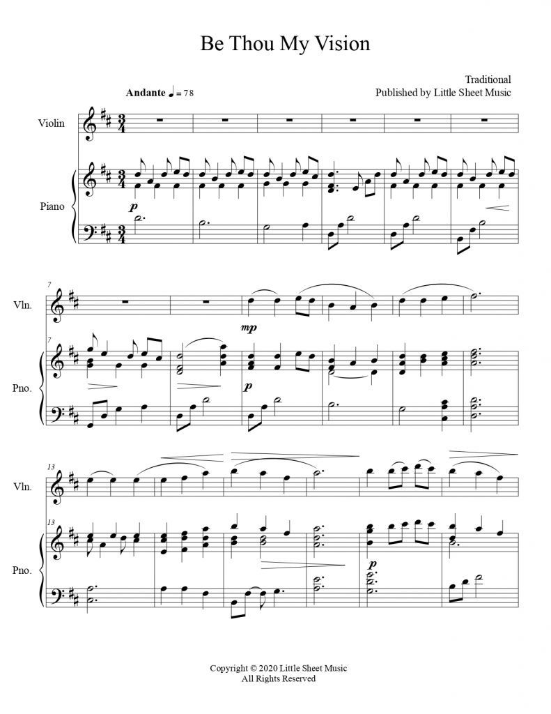 Be Thou My Vision (Violin Solo) – Littlesheetmusic