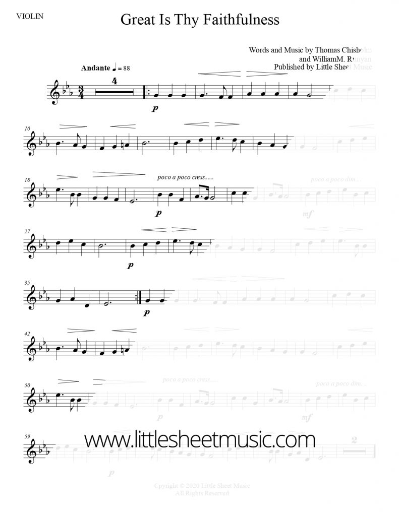 Great Is Thy Faithfulness (Violin Solo) – Littlesheetmusic