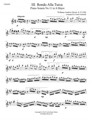 Wolfgang Amadeus Mozart – Turkish March (Violin Solo) – Littlesheetmusic