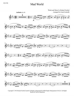 Gary Jules – Mad World (Flute Solo) – Littlesheetmusic