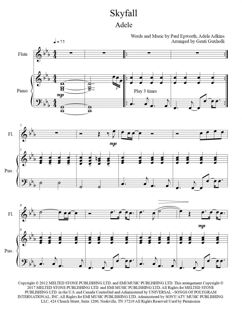 Adele – Skyfall (Flute Solo) – Littlesheetmusic