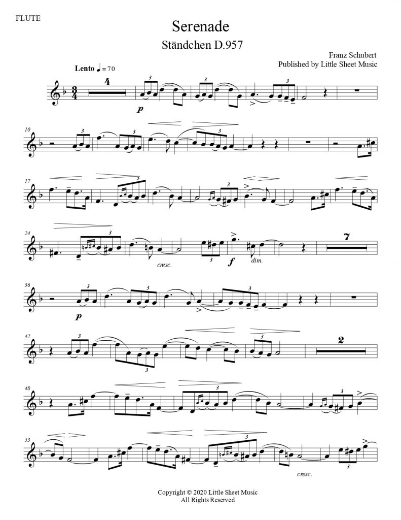 Franz Schubert – Ständchen D.957 (Serenade) (Flute Solo) – Littlesheetmusic