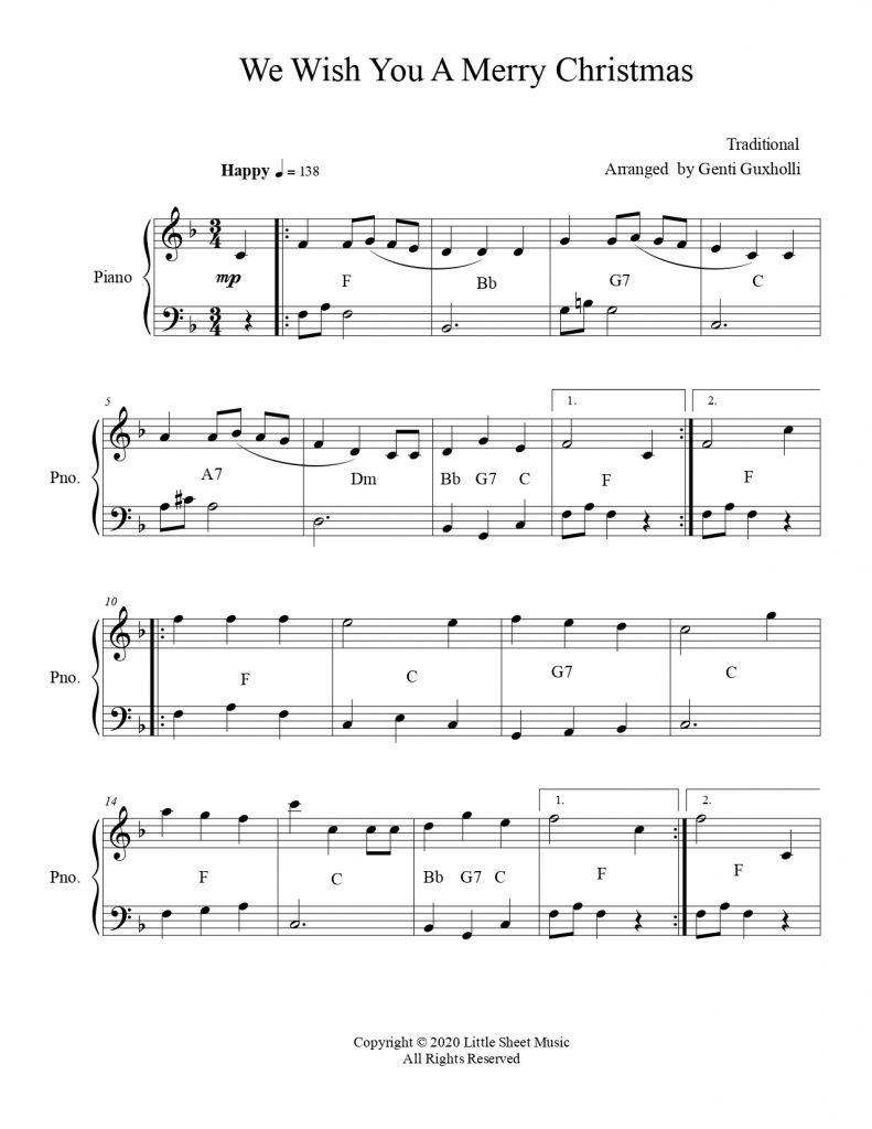 We Wish You A Merry Christmas (Easy Piano) – Littlesheetmusic