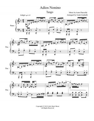 Astor Piazzolla – Adios Nonino (Piano Solo) – Littlesheetmusic