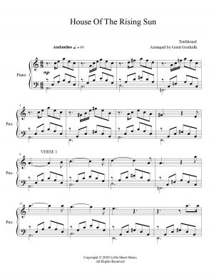 House Of The Rising Sun (Piano Solo) – Littlesheetmusic
