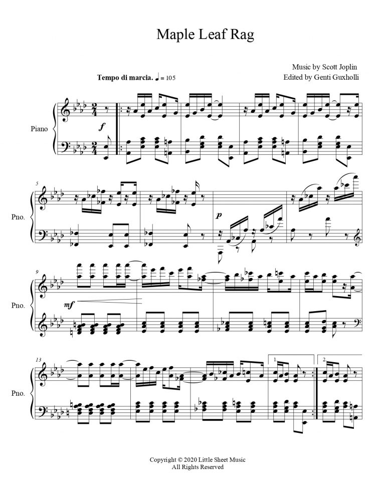 Scott Joplin – Maple Leaf Rag – Littlesheetmusic