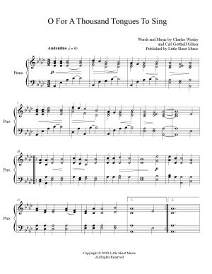 O For A Thousand Tongues To Sing (Piano Solo) – Littlesheetmusic
