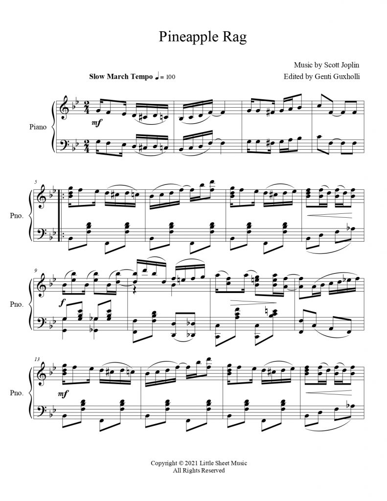 Scott Joplin – Pineapple Rag – Littlesheetmusic
