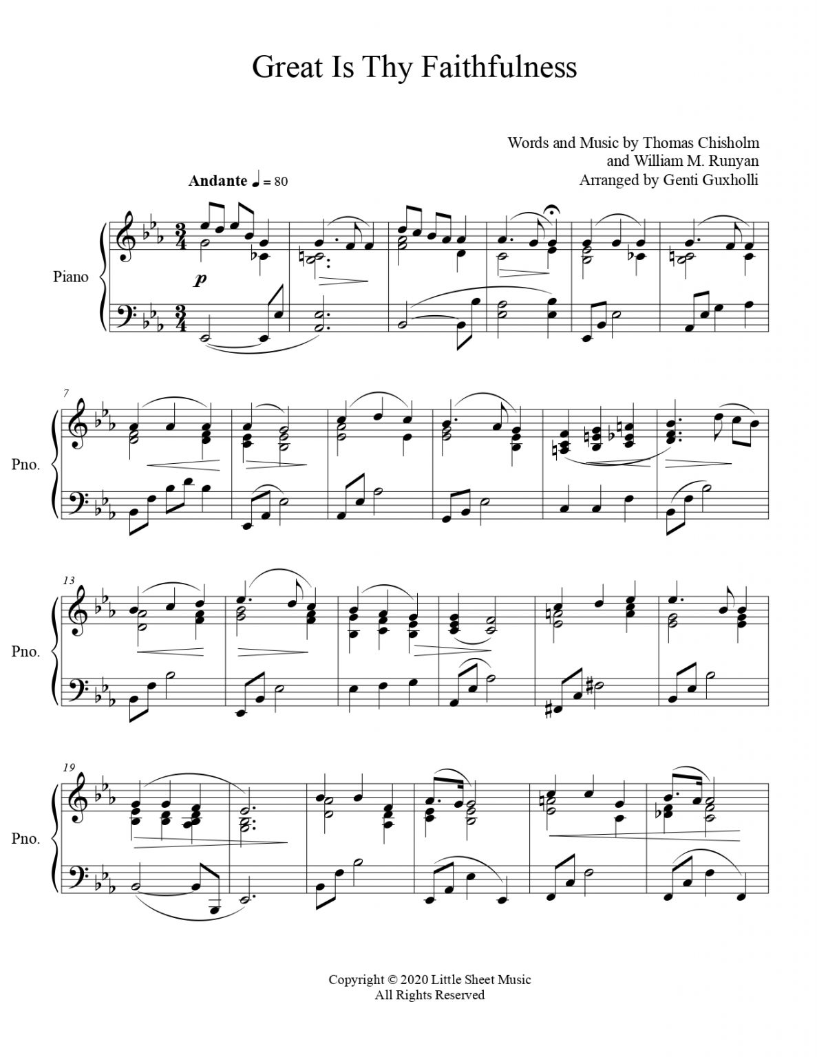 Great Is Thy Faithfulness (Piano Solo) – Littlesheetmusic