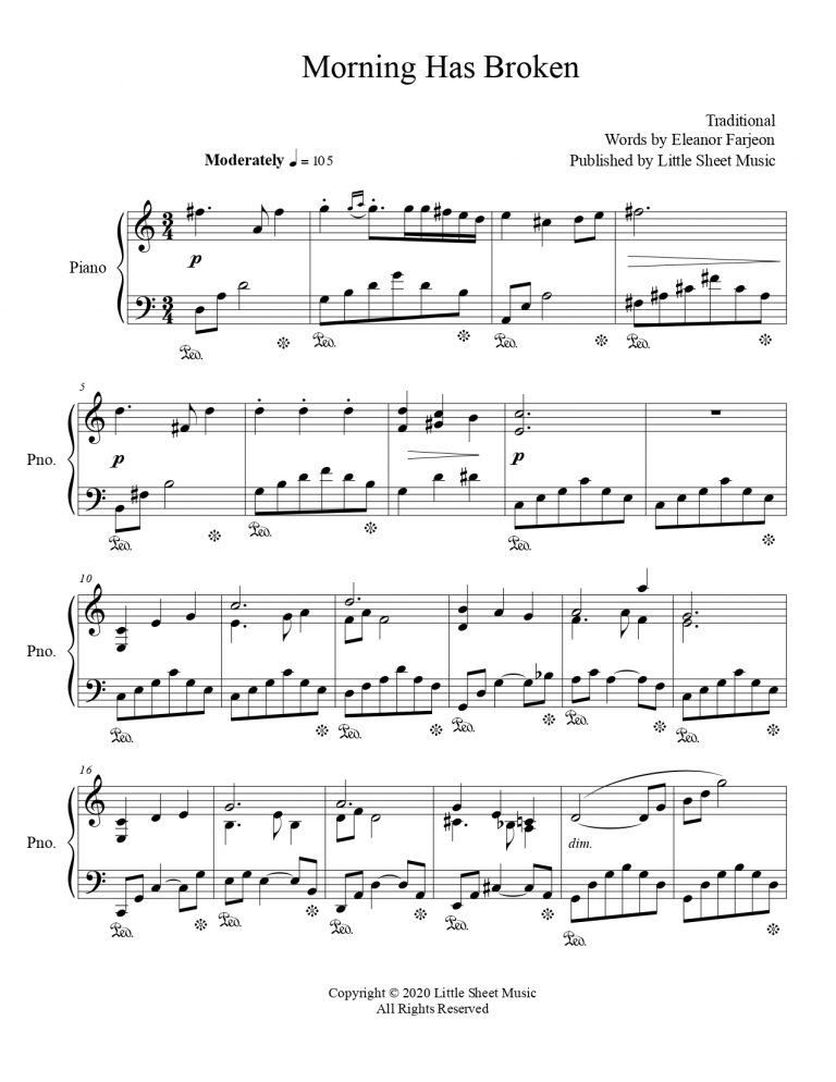 Morning Has Broken (Piano Solo) – Littlesheetmusic
