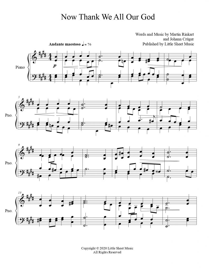 Now Thank We All Our God (Piano Solo) – Littlesheetmusic