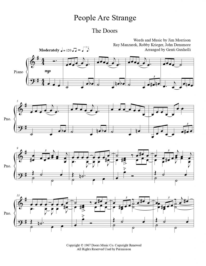 The Doors – People Are Strange (Piano Solo) – Littlesheetmusic