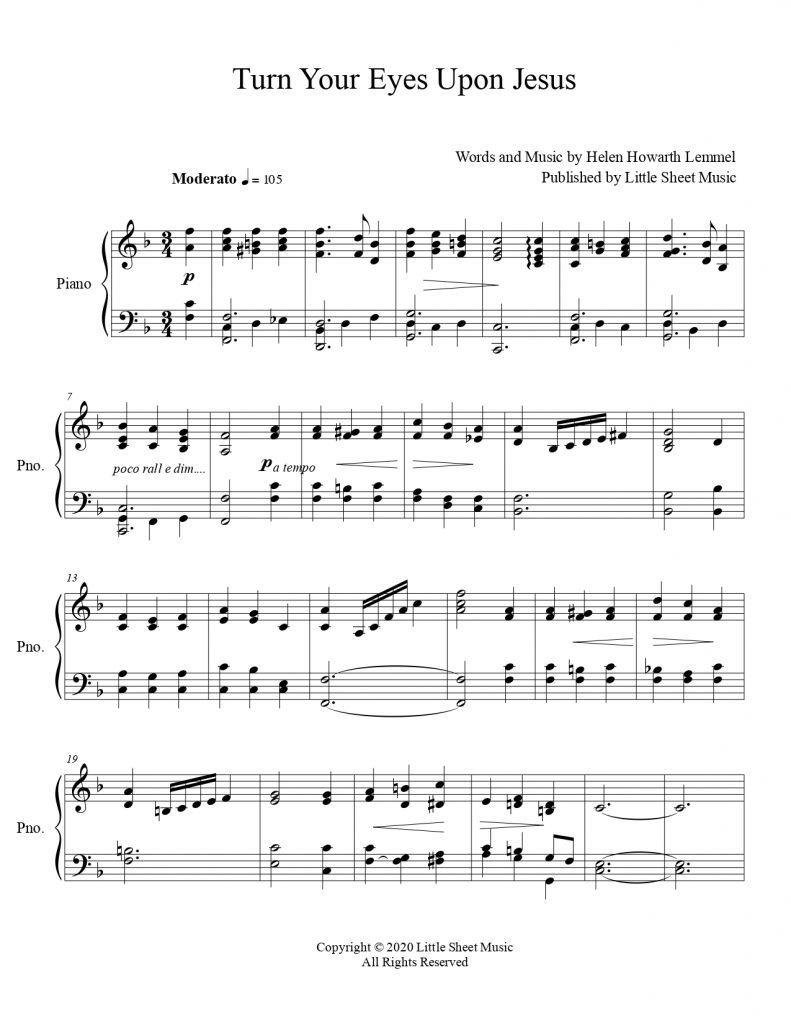 Turn Your Eyes Upon Jesus (Piano Solo) – Littlesheetmusic
