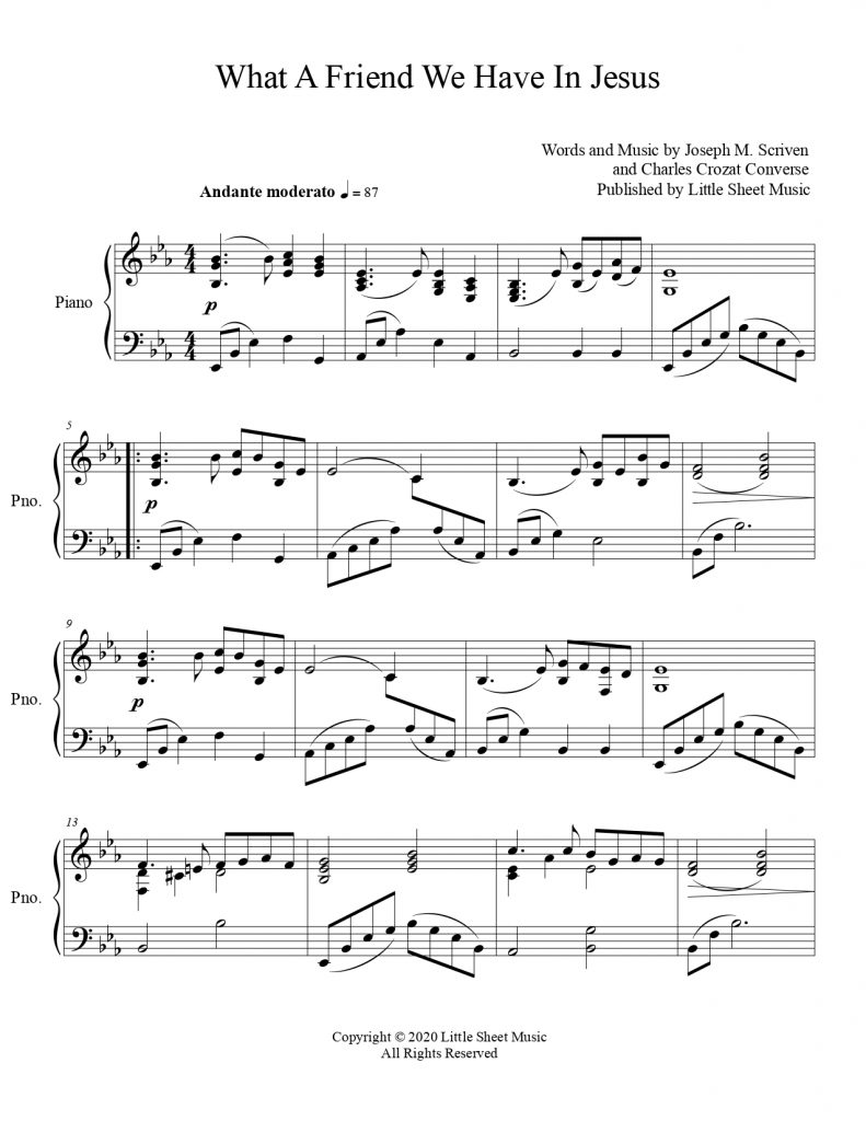 What A Friend We Have In Jesus Piano Solo Littlesheetmusic