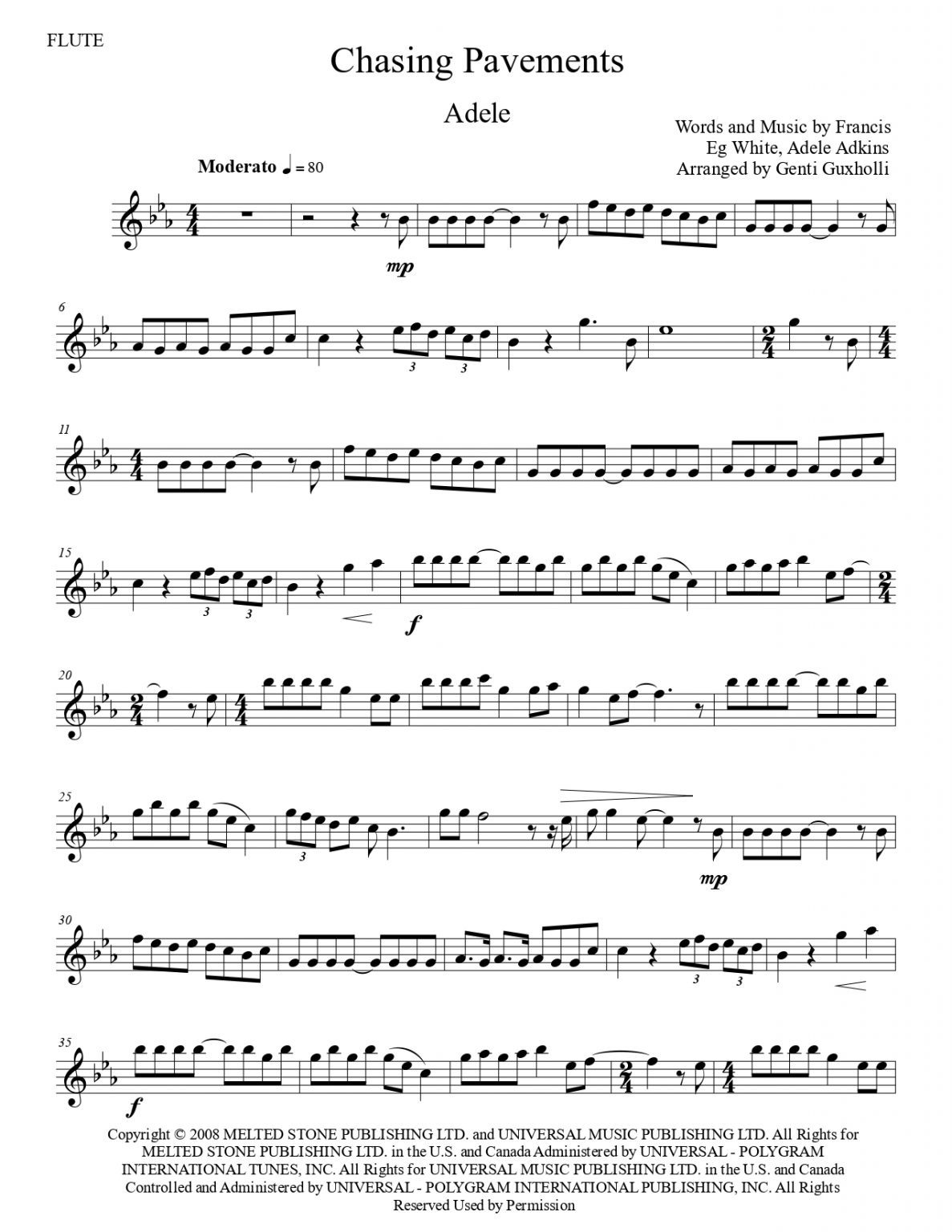 Adele – Chasing Pavements (Flute Solo) – Littlesheetmusic