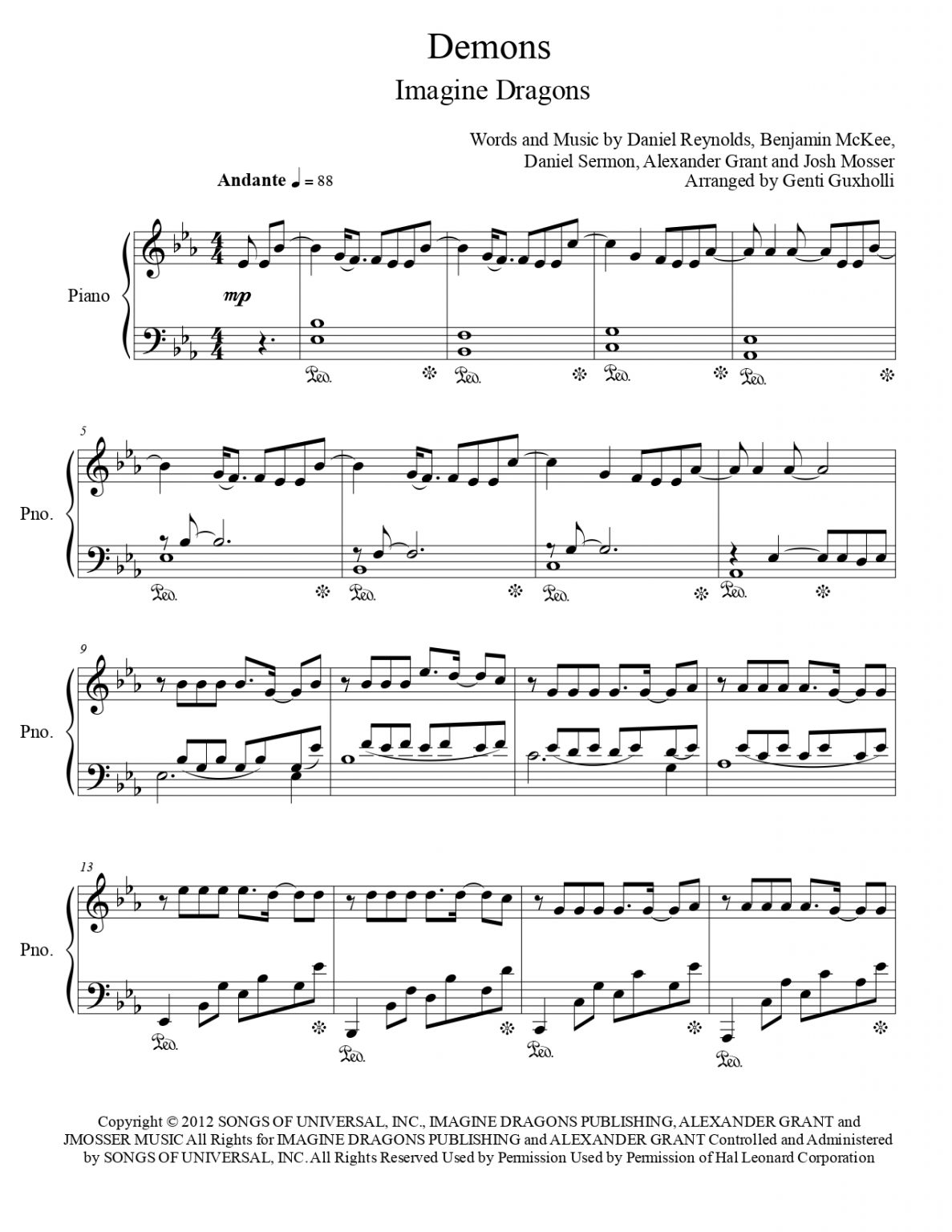 Imagine Dragons – Demons (Piano Solo) – Littlesheetmusic