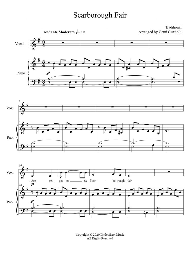 Scarborough Fair (Piano & Vocal) – Littlesheetmusic
