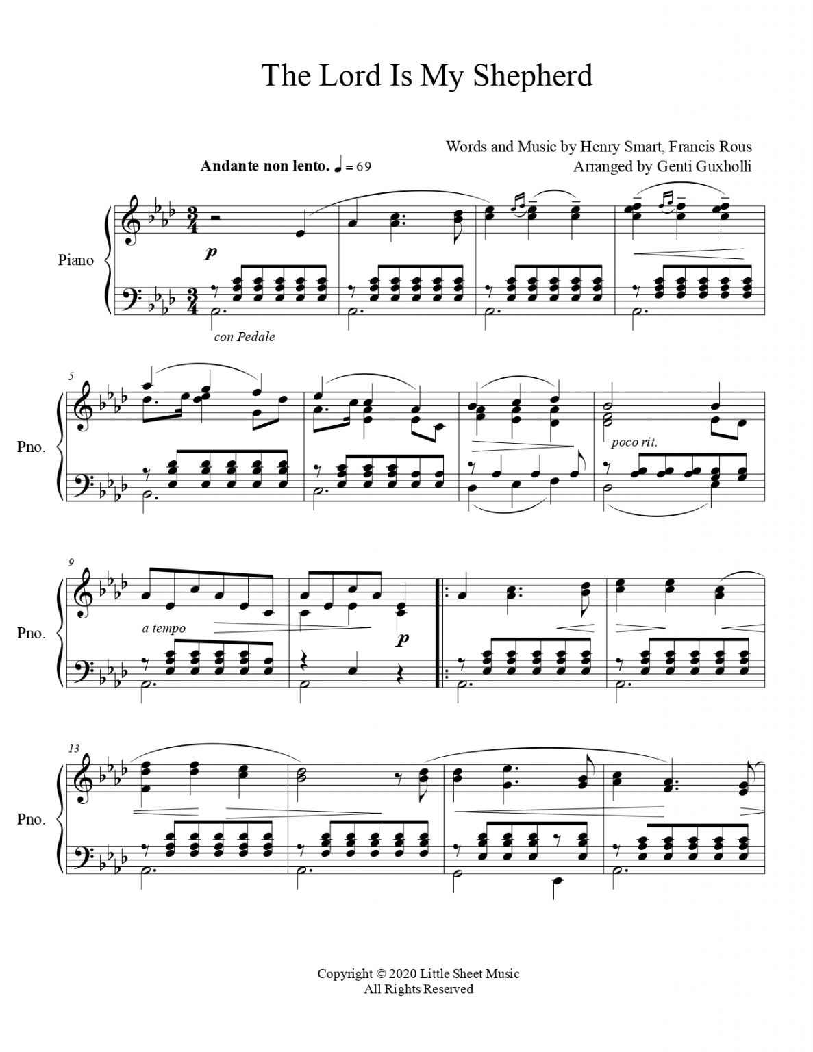 The Lord Is My Shepherd (Piano Solo) – Littlesheetmusic