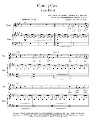 Snow Patrol – Chasing Cars (Piano & Vocal) – Littlesheetmusic