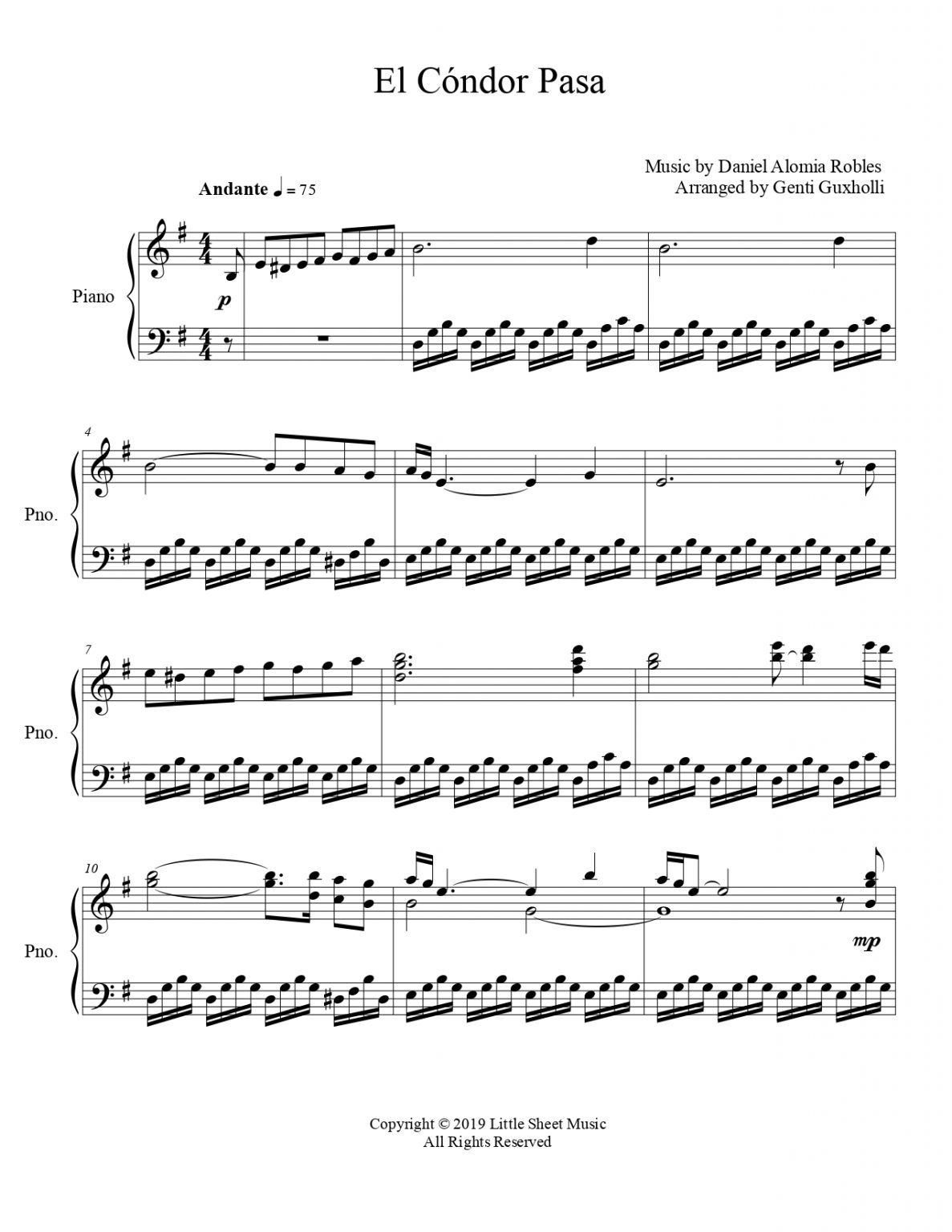 El Condor Pasa (Piano Solo) – Littlesheetmusic