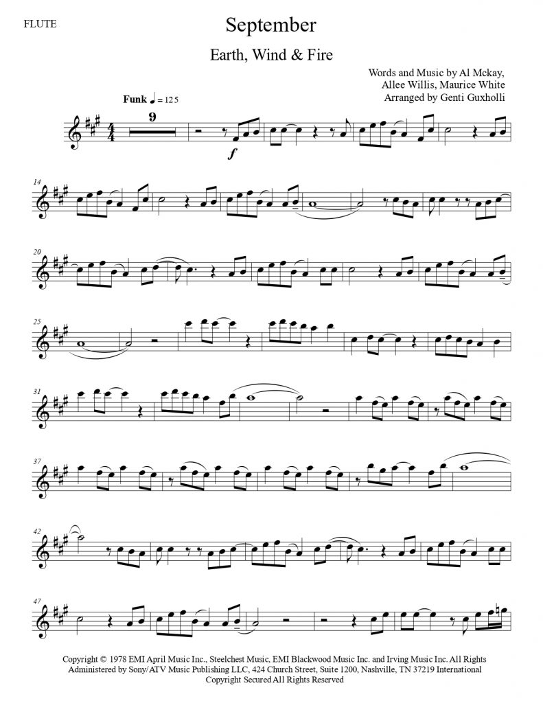 Earth, Wind & Fire – September (Flute Solo) – Littlesheetmusic