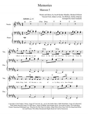 Maroon 5 – Memories (Piano & Vocal) – Littlesheetmusic