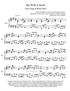 Lady Gaga & Bruno Mars – Die With A Smile (Piano Solo) – Littlesheetmusic