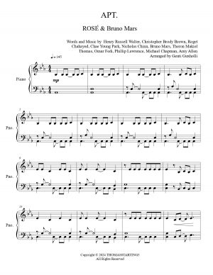 ROSÉ & Bruno Mars – APT. (Piano Solo) – Littlesheetmusic
