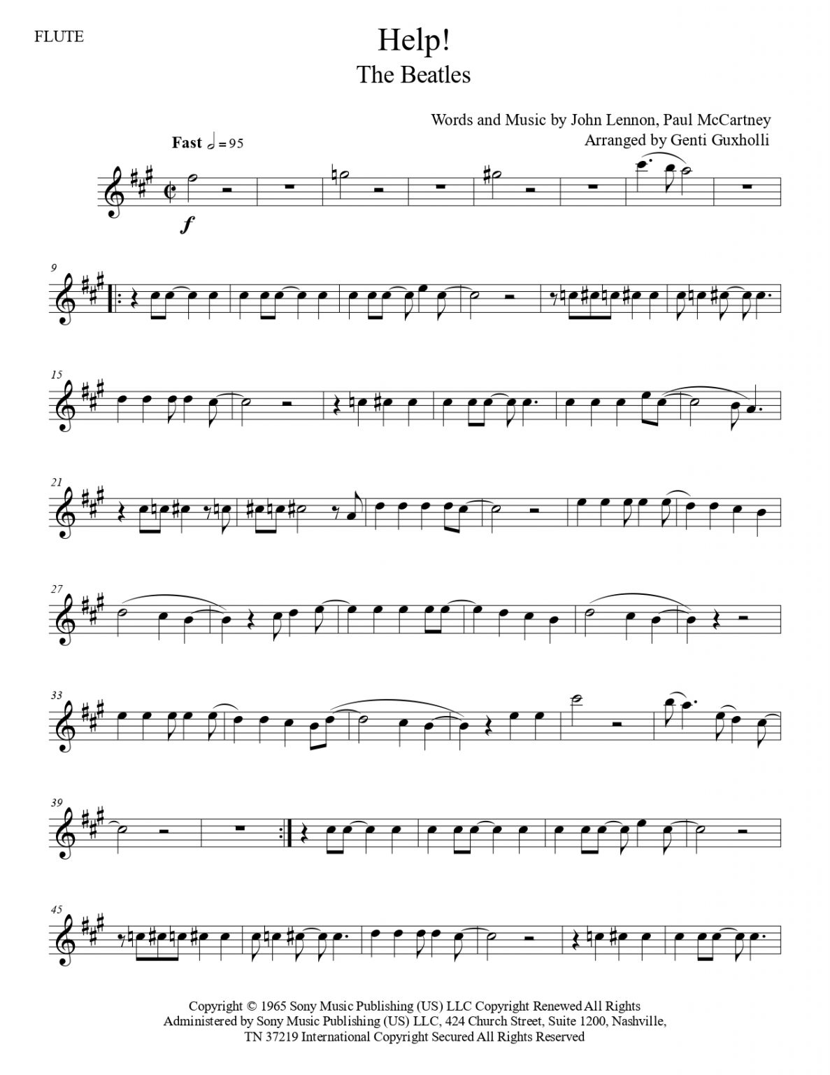 The Beatles – Help! (Flute Solo) – Littlesheetmusic